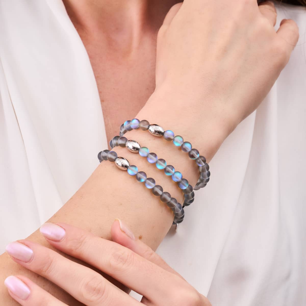 Grey | .925 Sterling Silver | Mermaid Glass Bead Bracelet– NOGU Canada