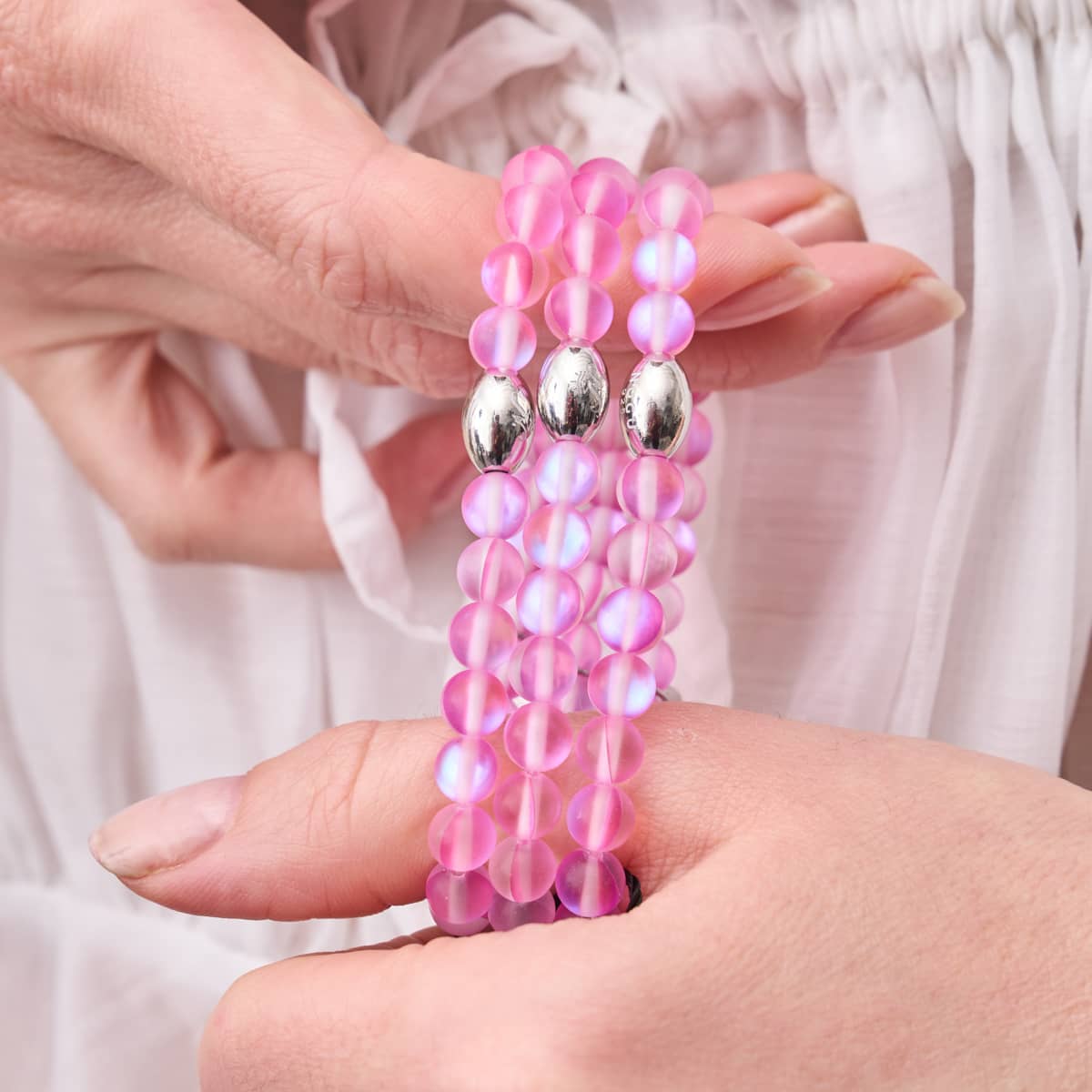 Pink | .925 Sterling Silver | Mermaid Glass Bead Bracelet– NOGU Canada