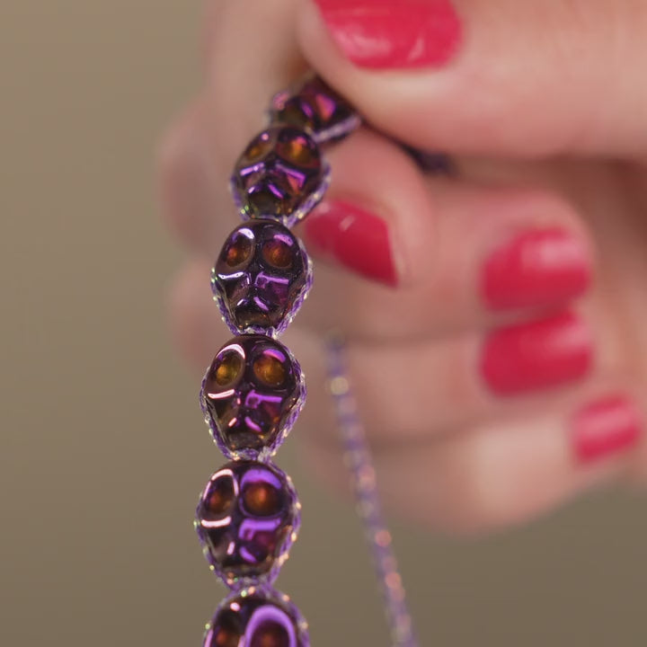 Nyx | Purple Hematite Skulls x Violet GloWeave | Macrame Bracelet ...