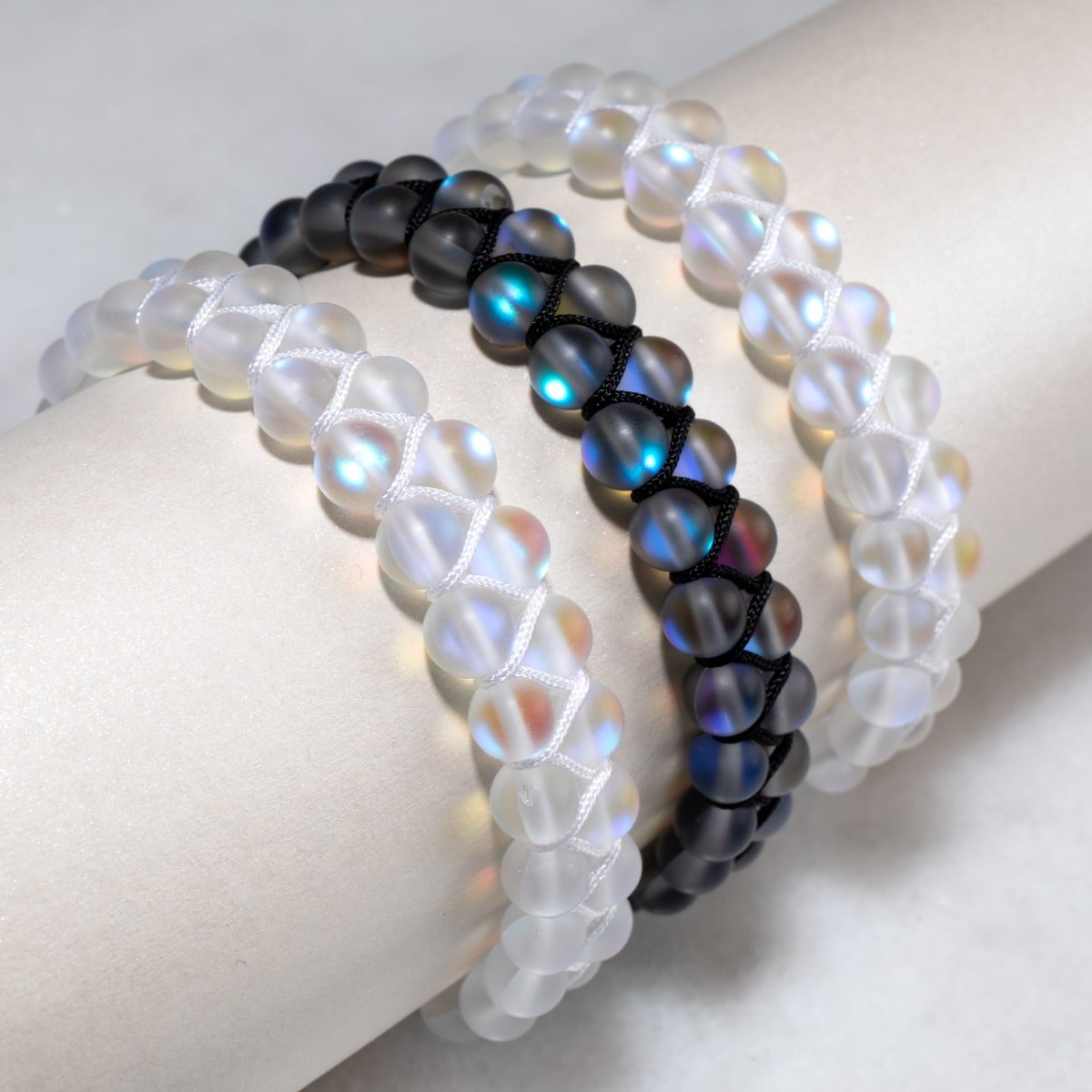 Rainbow White | Silver | Double Mermaid Glass Bracelet– NOGU Canada