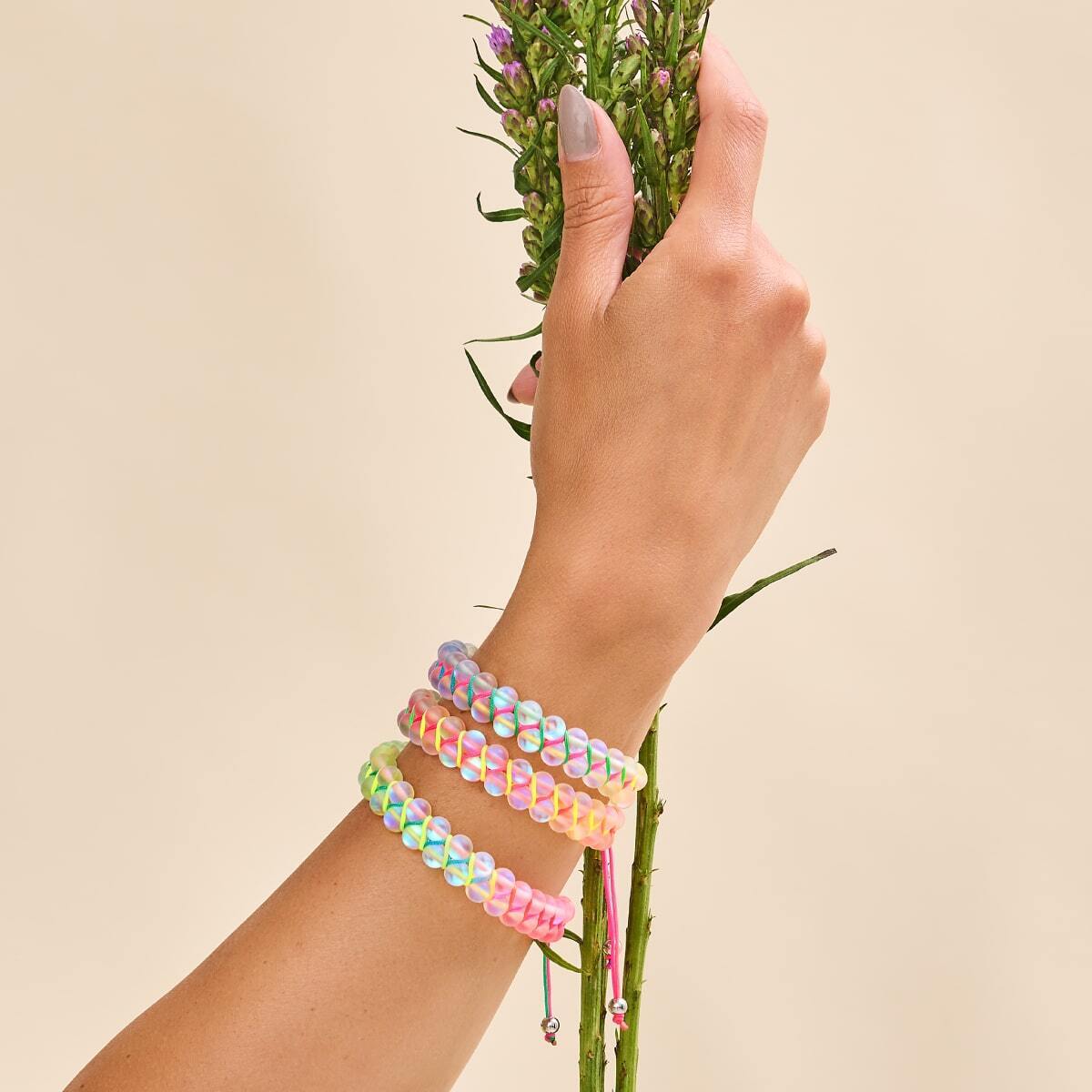 Spectrum | Rainbow White | Double Mermaid Glass Bracelet– NOGU Canada