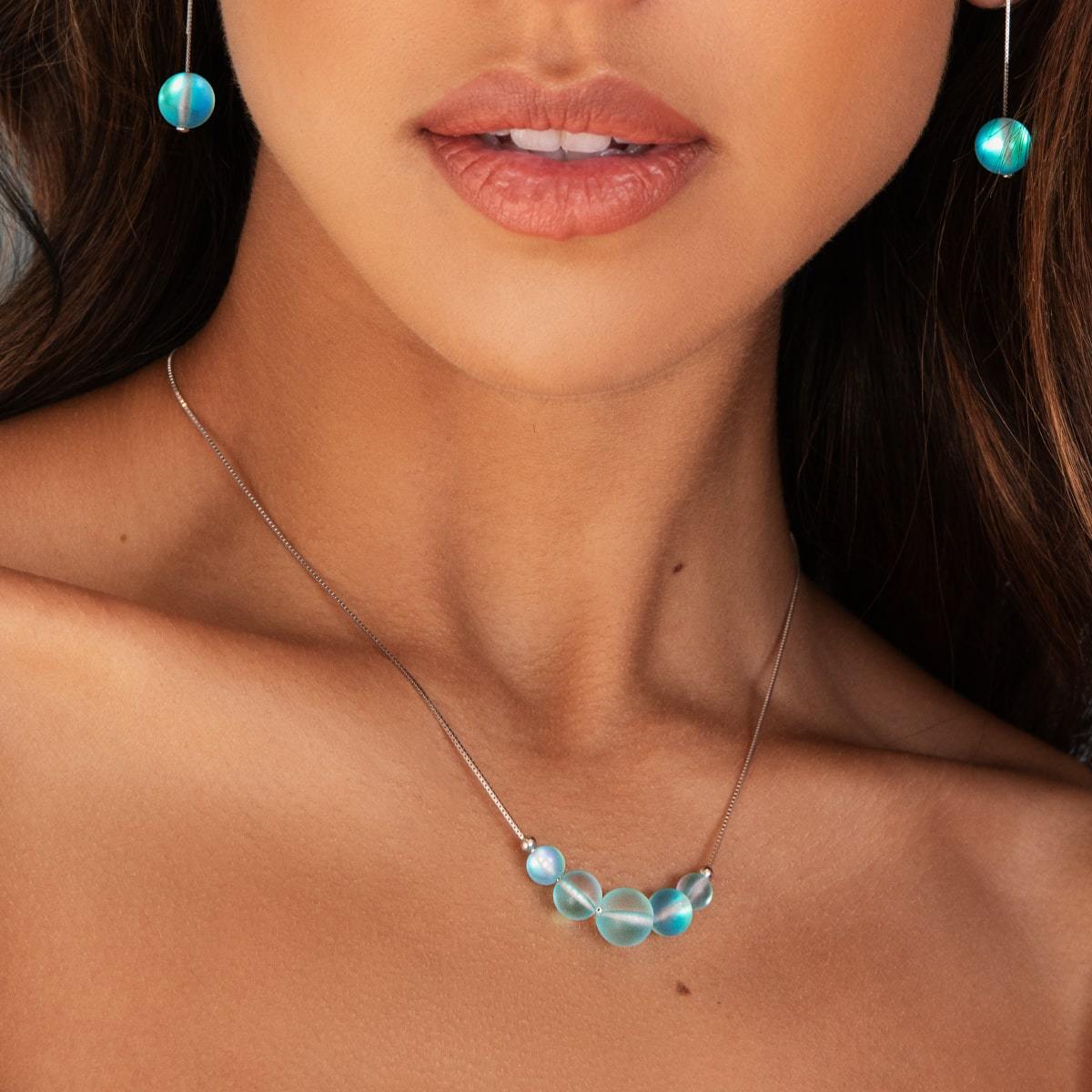 Aquamarine | .925 Sterling Silver | Mermaid Glass Infinity Clasp Neckl ...